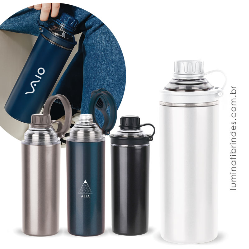 Garrafa Duoflow Térmica- com Tampa de Abertura Dupla